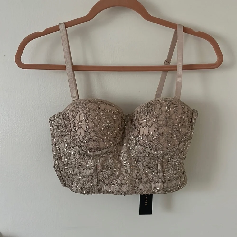 Revamped | Tops | Champagne Sequin Corset Top | Poshmark